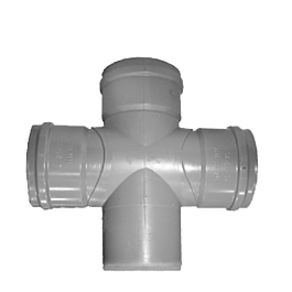 PVC dubbel T-stuk 90° 3 x manchet x spie 200 mm | PVCVoordeel